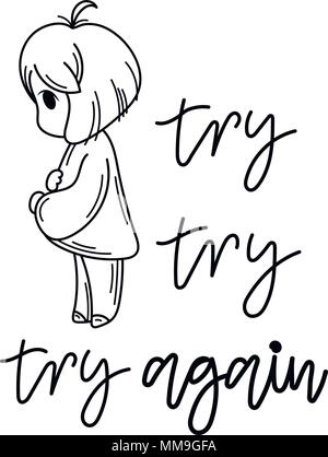 Try again. Cute cartoon kids. Vector and illustration Stock Vector ...