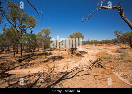 Australian outback landscape with severely eroded soil in varied Stock ...