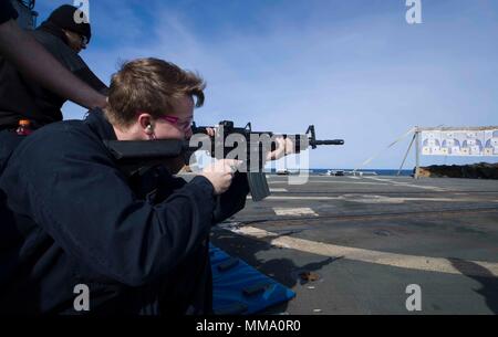 Gun shoot, M16, M16 rifle, Sailors, training, U.S. Navy, USS Blue Ridge ...