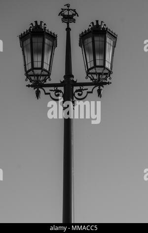 Street light, vintage gothic style with copy space. Fairy yellow light ...