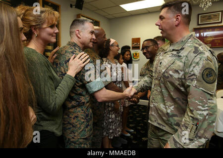 U.S. Marine Corps Col. Jordan Walzer and Col. James Ryans pose together ...