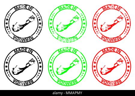 Bermuda round rubber stamp with island map. Vintage red passport stamp ...