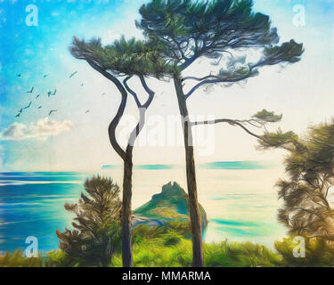 DIGITAL ART: Thatcher Rock, Torquay, Devon, Great Britain Stock Photo ...