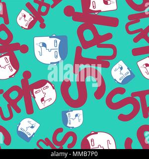 Stupid pattern seamless. Silly ornament. sheepish background. Vector ...