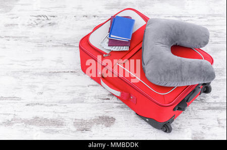 Travel concept. Travel bag documents. Vacation set, documents, money ...