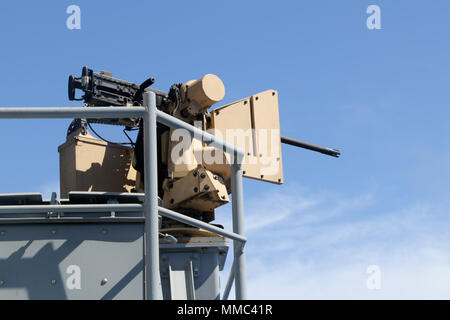 A Common Remotely Operated Weapon Station (CROWS) is mounted on top of ...