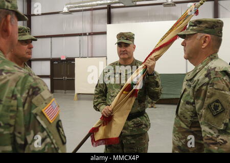 Brigadier General Clint Walker, 184th Sustainment Command, greeting ...