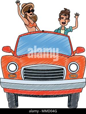 Couple traveling in car scribble Stock Vector Image & Art - Alamy