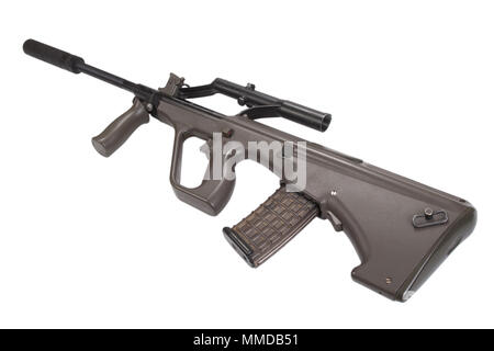 Steyer Aug assault rifle with silencer Stock Photo - Alamy