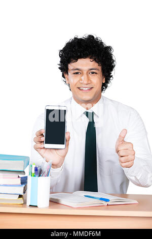 teenager boy or student with mobile phone isolated on background Stock ...