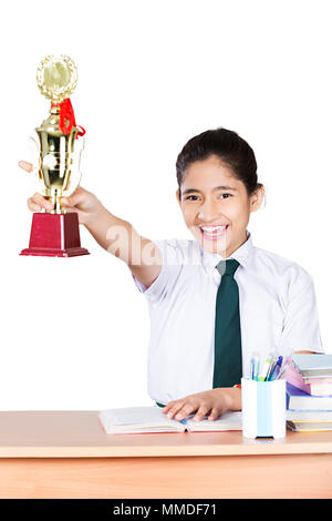 1 indian girl school student Victory Trophy Stock Photo - Alamy