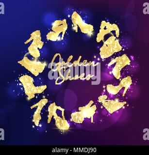Golden Shoes Collection Symbols with silhouettes and patterned fill ...
