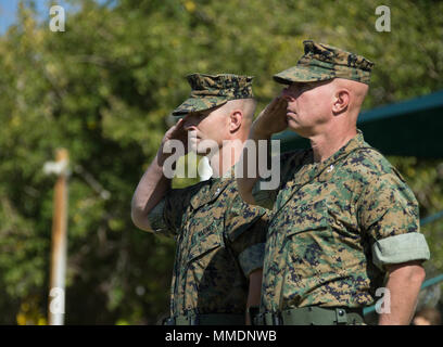 Col. Kyle B. Ellison, commanding officer, 7th Marine Regiment, gives a ...
