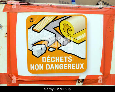 Sign recycling waste. The waste sorting and processing plant is blurry ...