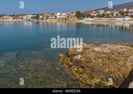 Panorama to Beach of Limenaria, Thassos island, East Macedonia and ...