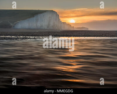 Beautiful sunrise landscape of Seven Sisters cliffs landmark on English ...