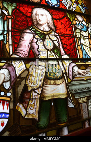 Masonic symbols in stained glass at the Lerwick Town Hall Shetland ...
