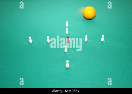 Italian billiards - bowling pins and balls Stock Photo - Alamy