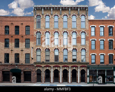 Historic old brick buildings revitalized for downtown shopping area ...