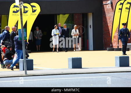 Portsmouth, UK. 11th May 2018. Princess Anne and the Queen's helicopter ...