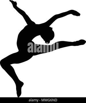 Split jump girl gymnast in competition gymnastics black silhouette ...
