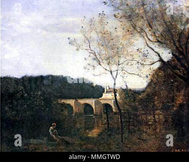 The old bridge in Mantes circa 1855 by Jean-Baptiste Camille Corot ...