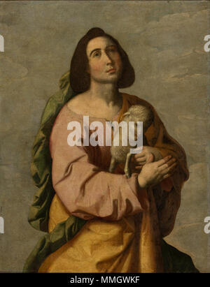 Santa Inés is a religious painting by Spanish artist Antonio Vela Cobo ...