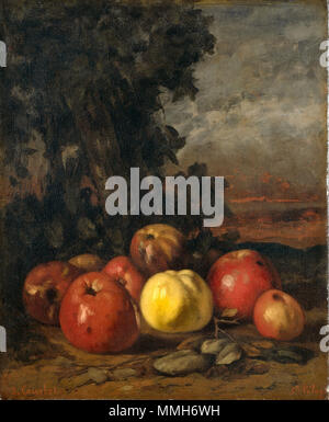 Gustave Courbet - Still Life with Apples Pear and Pomegranates Stock ...