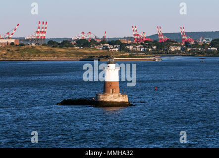 The Robbins Reef Light Station, a sparkplug lighthouse in Upper New ...