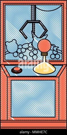 claw arcade machine icon over white background, vector illustration ...