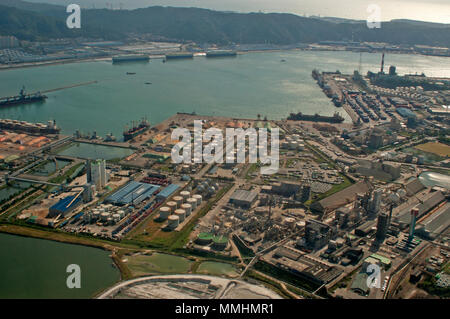 Industrial port of Ulsan, South Korea, dominated by Hyundai Heavy ...