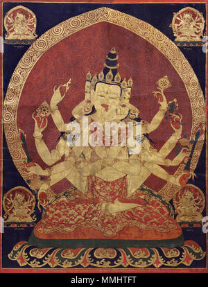 This 17th-century Central Tibetan thanka depicts the Buddhist deities ...