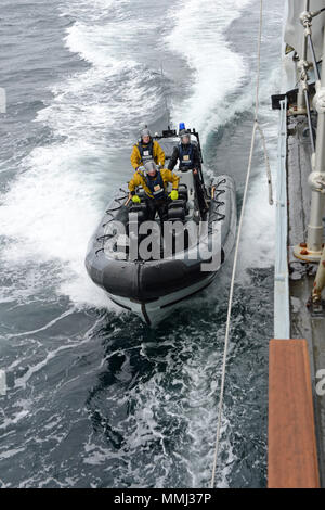 Royal Navy high speed ribs the Pacific 24 coming alongside HMS Somerset ...