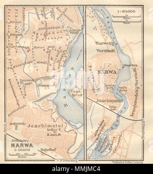 Narva town/city plan linna kaart kava. Estonia. BAEDEKER 1914 old ...