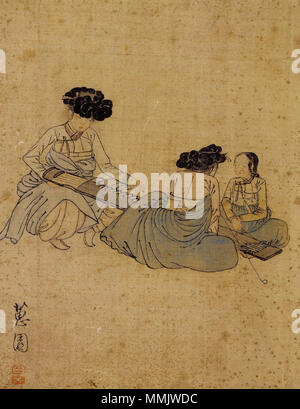Women Playing Geomungo 1800 by Shin Yoon-bok Stock Photo - Alamy