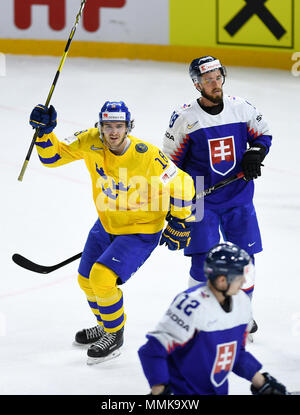 Kodan, Denmark. 12th May, 2018. L-R Christian Jaros (SLO) and Swedish ...