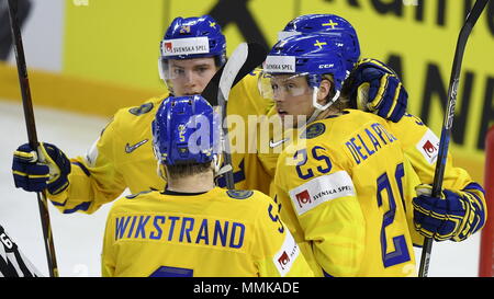 Kodan, Denmark. 12th May, 2018. L-R Christian Jaros (SLO) and Swedish ...