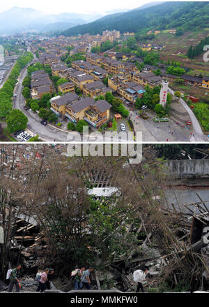 Aerial view of the new Beichuan County rebuilt a decade after it was ...