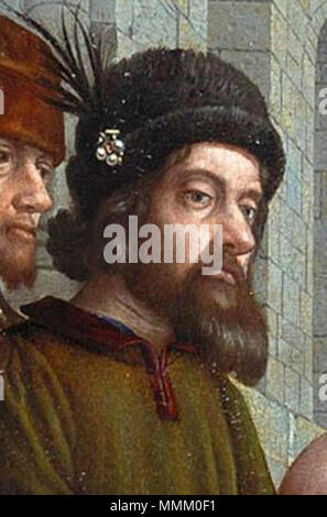 English: Monforte Altarpiece (detail) . circa 1470. Hugo van der goes ...