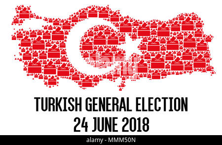 Turkey election map with ballot paper illustration Stock Photo - Alamy