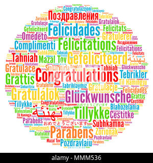 Congratulations in different languages word cloud Stock Photo - Alamy