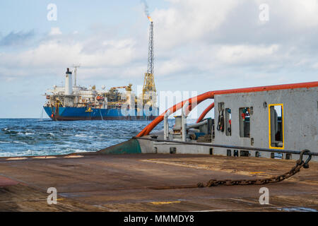 dynamic positioning DP operations near FPSO tanker. Supply fleet job ...