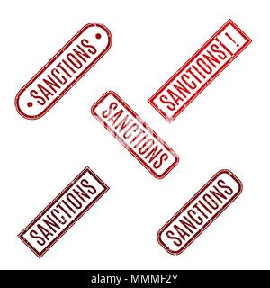 Sanctions grunge rubber stamp on white background, vector illustration ...