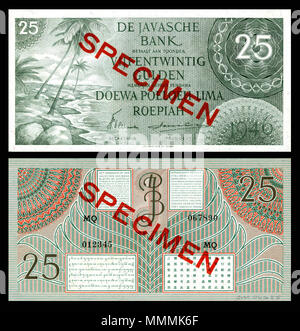 A 1946 Netherlands Indies 25 Gulden note issued by De Javasche Bank ...