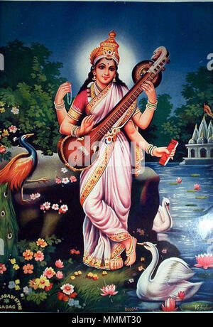 Hindu Mythology. Modern (mid-century) gouache of the Hindu gods ...