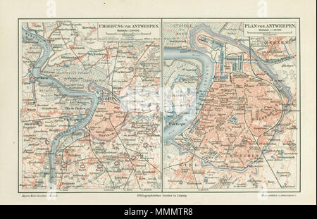 . English: Antwerp, Belgium ; map 1906 . Unknown 45 Antwerp, map 1906 ...