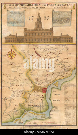A 1752 map of Philadelphia Stock Photo - Alamy