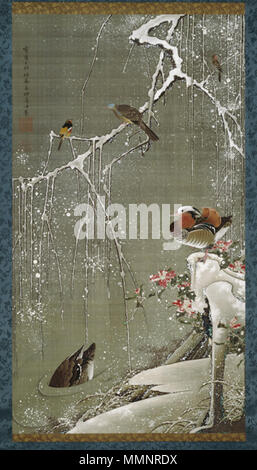 . English: Mandarin Ducks in Snow from the Colorful Realm of Living ...