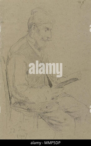 Albert Anker Lesender Mann Zeichnung Stock Photo - Alamy