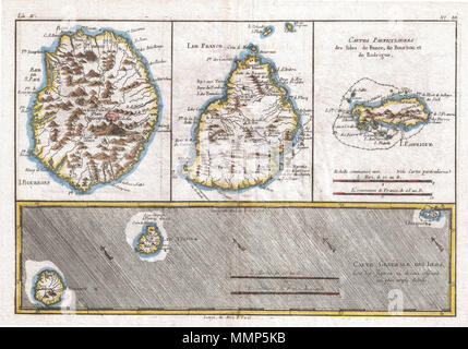 Map of the islands of Mauritius, Bourbon and Rodrigues Stock Photo - Alamy